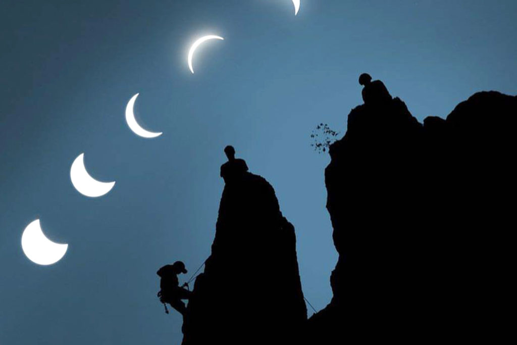 Behind the Shot: Composite of Rock Climbing During the Eclipse – Black ...